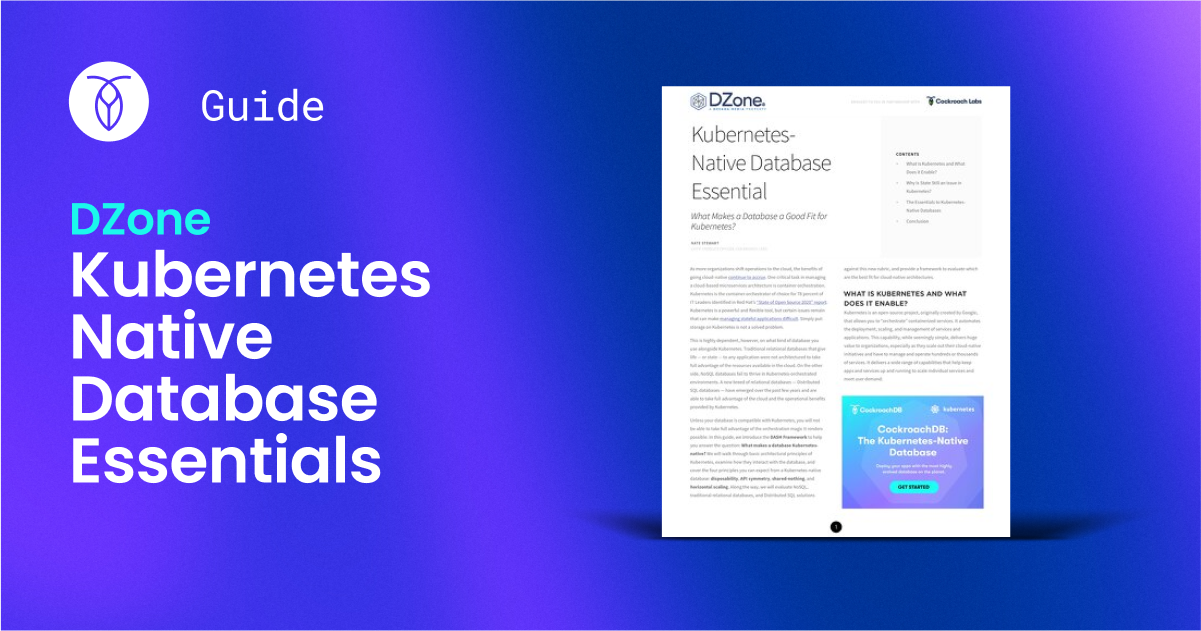 DZone Refcard: Kubernetes Native Database Essentials